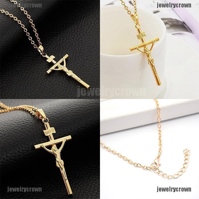 Jeweლ Unisex Gold Silver Plated Jesus Christian Prayer Cross Pendant ...