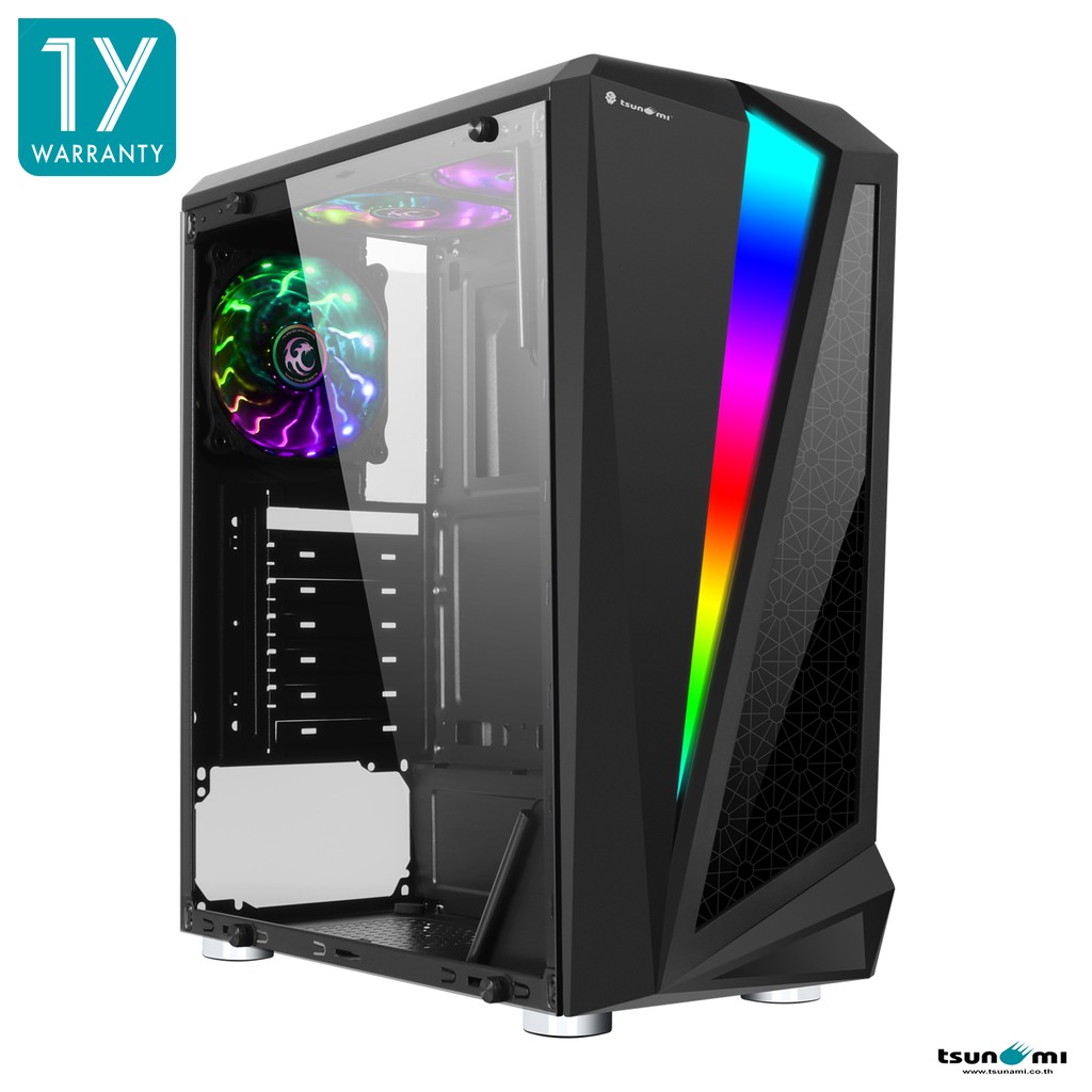 เคสคอมพิวเตอร์ Tsunami Galaxy G10 RGB ATX Gaming Case (with Tempered ...