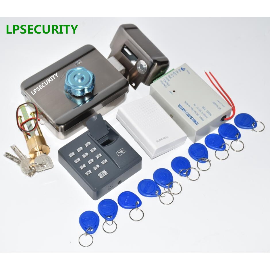 Fingerprint RFID Electric Control gate door castle Lock kit For 12V DC ...