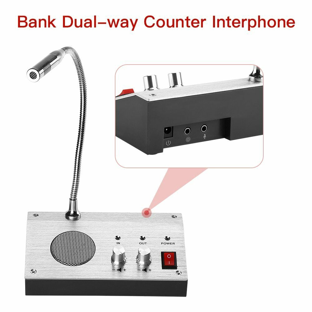 Window Glass Counter Intercom Speaker System Dual-Way Talk Microphone ...
