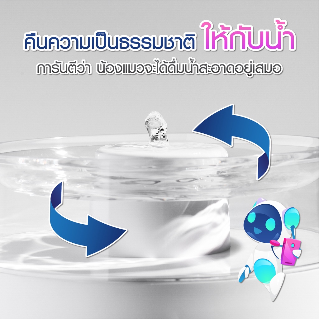 MAYITWILL Oasis เครื่องให้น้ำแมว แบบฆ่าเชื้อ UV ปั๊มน้ำไร้สาย เครื่องกรองน้ำแมว - leftpert ...