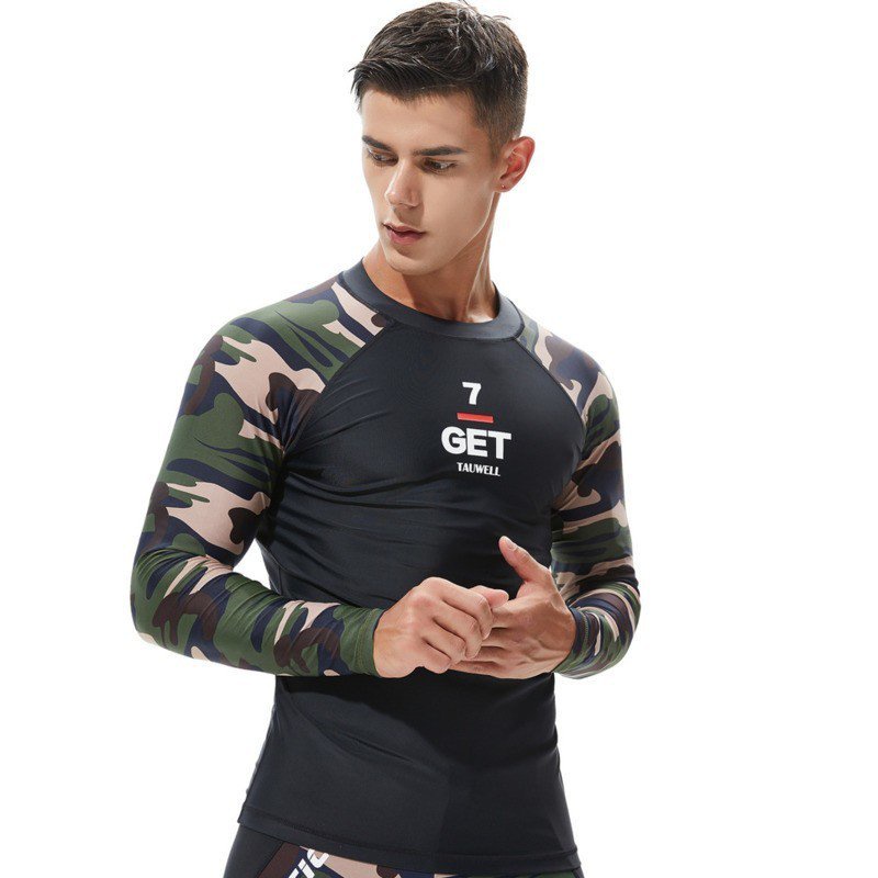 UV Protect Surfing Rash Guard Men Swimwear Long Sleeve Swimsuit Mens ...