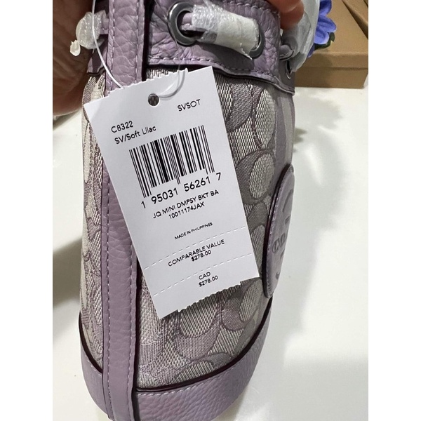 พร้อมส่ง แท้ Mini Dempsey Bucket Bag In Signature Jacquard With Stripe And Coach Patch (C8322)สี ...