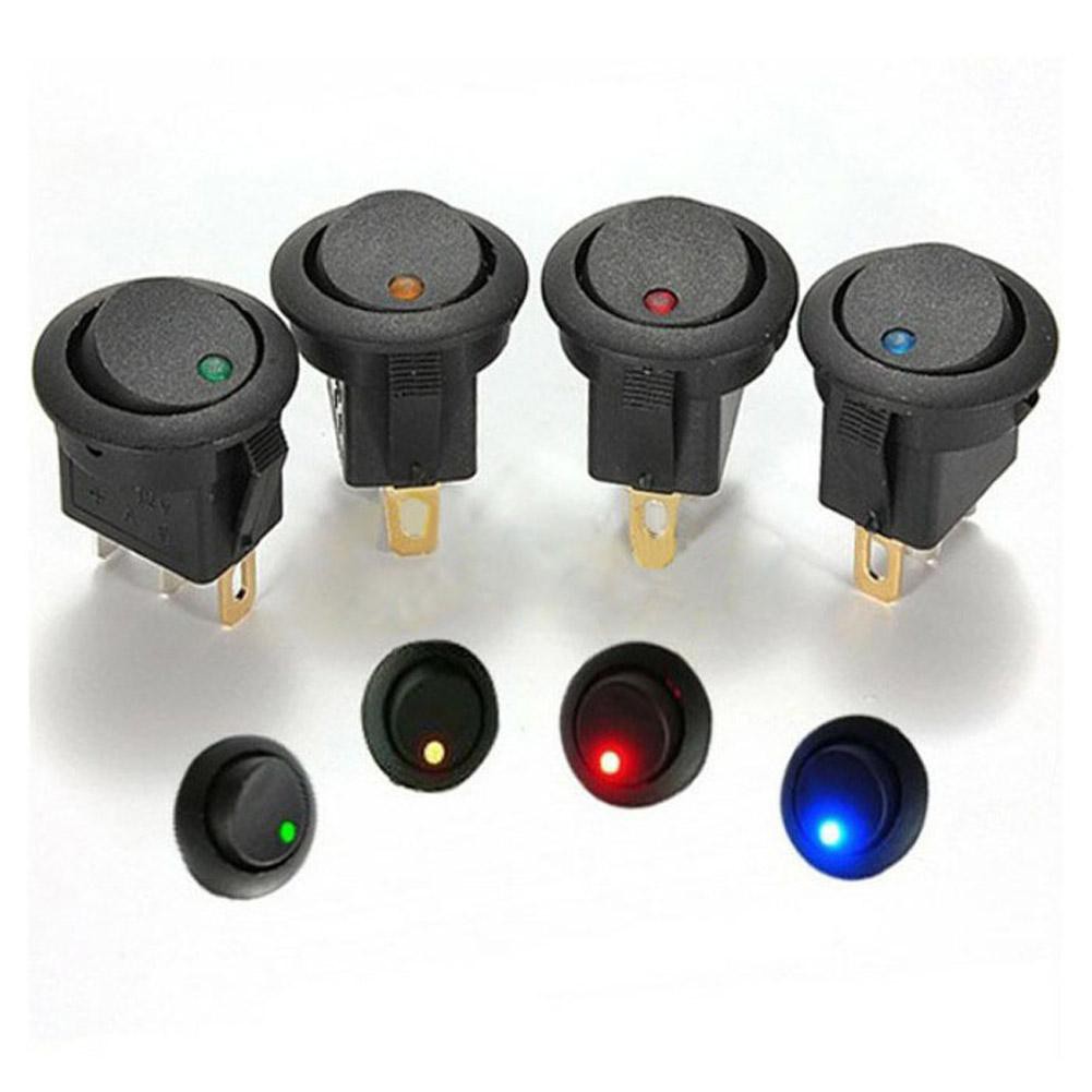 3 Models LED DIY Round Light Rocker Switch ON-0FF Power Button Switches ...