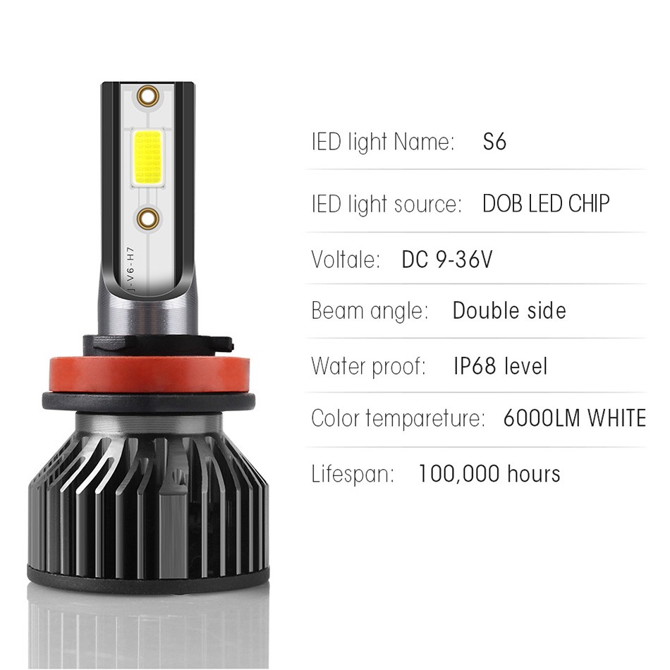 PECHAM ไฟหน้ารถยนต์ LED H4 H1 H7 H3 H8 H9 H11 H16 H27 880 881 9004 9005 HB3 9006 HB4 9007 6000K ...