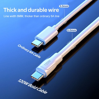 Tbtic สายชาร์จ USB Type C 6A 120W ชาร์จเร็วมาก สําหรับ Huawei OPPO VIVO ...