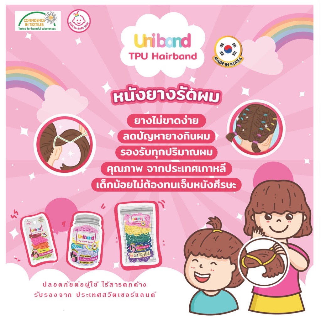 Uniband หนังยางรัดผม ไม่กินผม ไม่ดีดขาดง่าย TPU Mini Size Clear Crystal ...