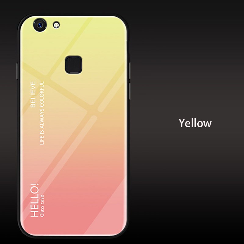 Vivo V7 V7 V7 Plus V5 V5 Plus V9 Y85 Case Gradient Tempered Glass Back Phone Casing เคสโทรศัพท์ ...