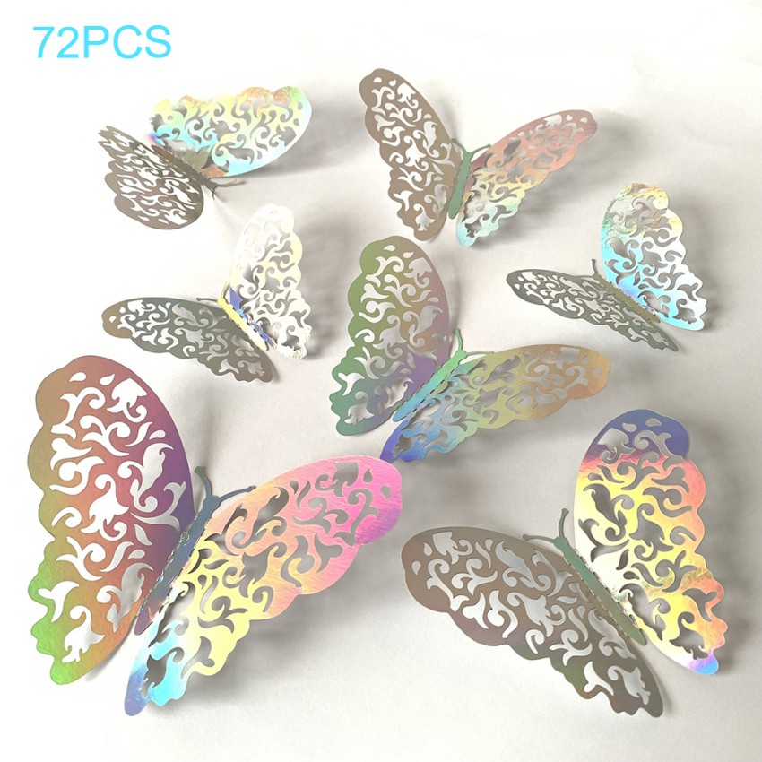 【Brand New】72 Pieces 3D Butterfly Wall Stickers, Mirror Butterfly ...