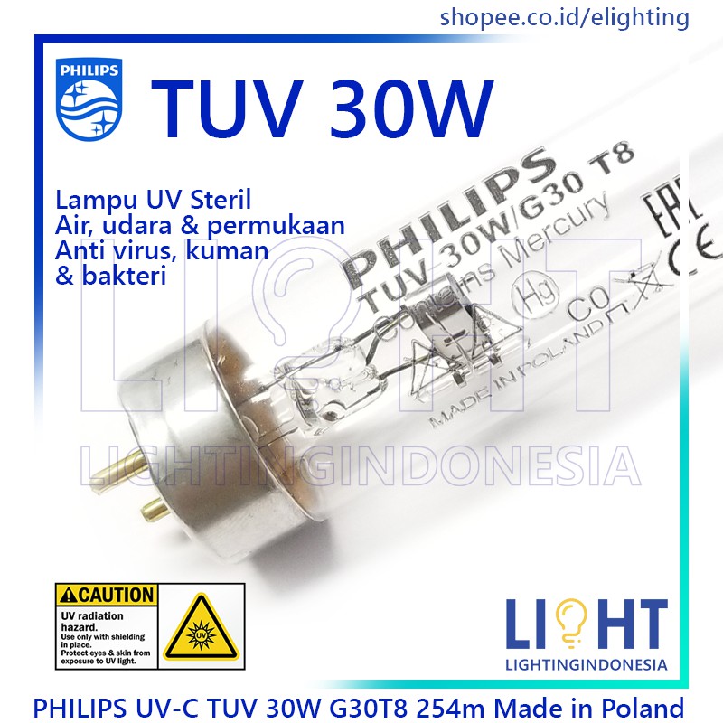 30 Watt Tuv G30t8 Philips Germicidal Ultraviolet Light Bulb | Shelly ...