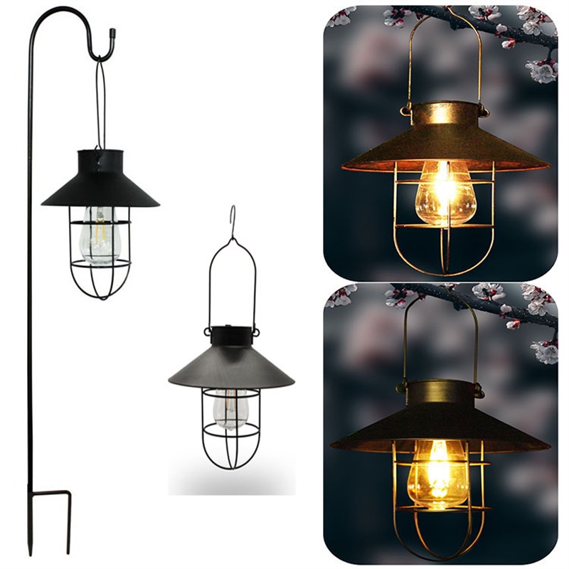 Retro Solar Lantern Light Hanging Waterproof Metal Light Suitable for ...