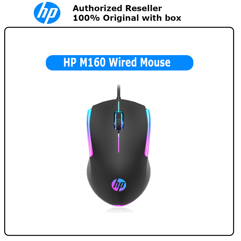 HP M160 Wired Mouse High Performance Optical Gaming Mouse With 7 Colours Rainbow LED For ...