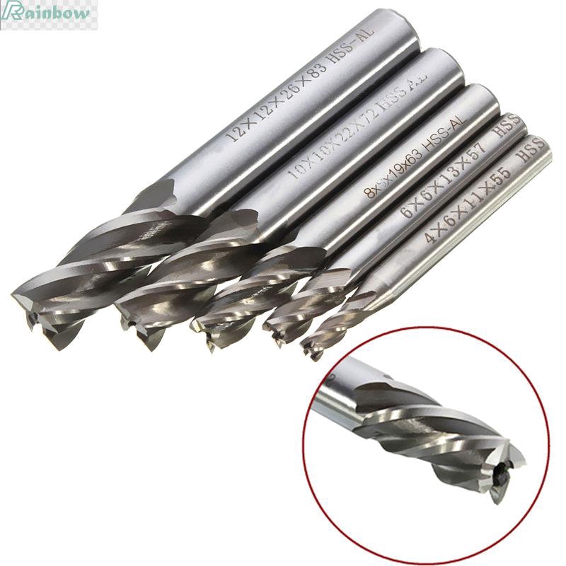 End Mill Accessories Silver Milling Cutter Drilling Bits Straight Shank ...