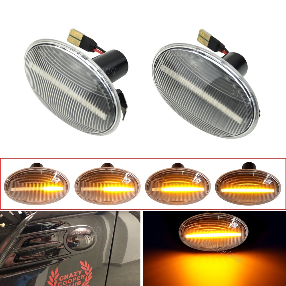 2PCS ไหลไฟเลี้ยวแบบไดนามิก LED Side Marker ด้านข้าง Blinker สำหรับ BMW MINI Cooper R55 R56 R57 ...
