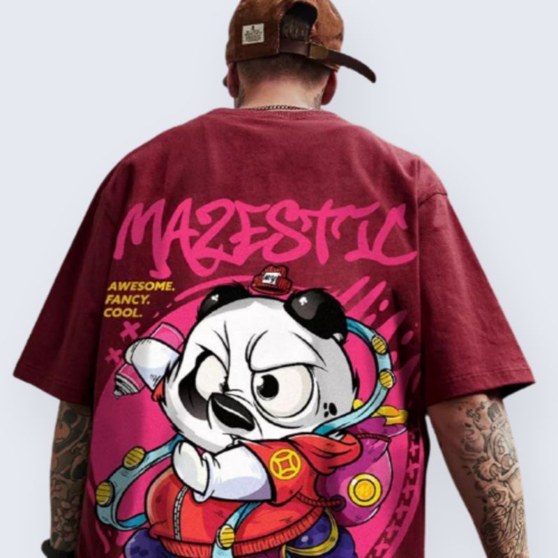 (Cod) เสื้อยืดแขนสั้น ผ้าฝ้าย พิมพ์ลาย Back Distro PANDA MAZESTIC 30s ...