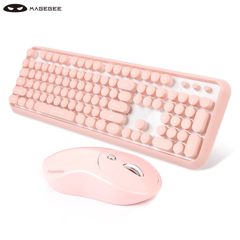 ┇MageGee Wireless Keyboard and Mouse Combo 2.4G Cute Round Mute ...