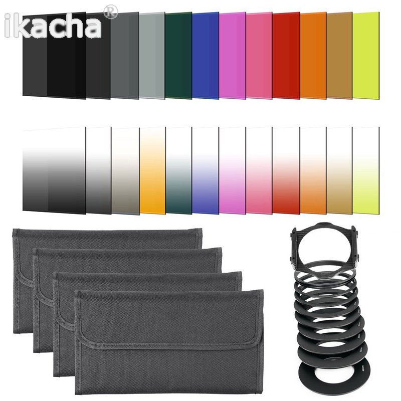 24pcs Nd Graduated Filters 9pcs Adapter Ring Lens Hood Filter Holder ...