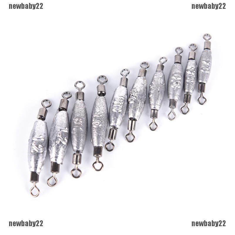 NBY 10Pcs Fishing Lead Sinker Swivels Rolling Lead Counterweight Tackle ...