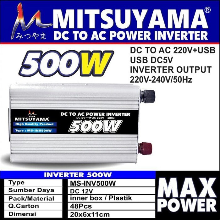 Power Inverter 500 Watt Power Inverter Dc To Ac 500 Watt With Usb 5v ...