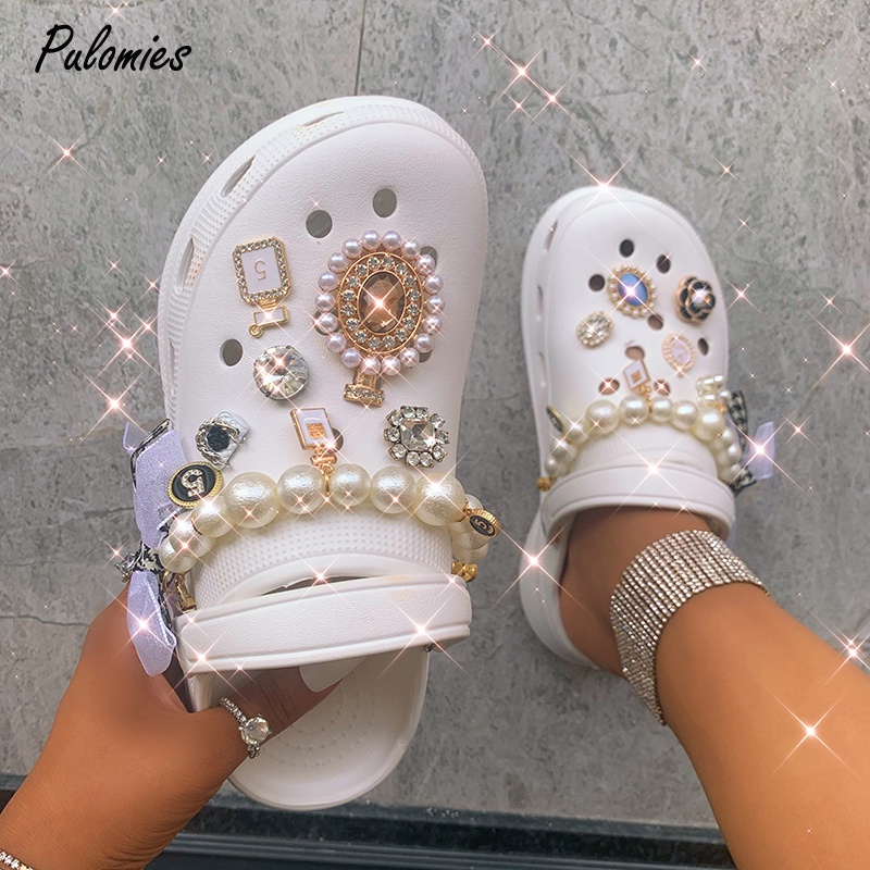 รองเท้าแตะฤดูร้อน Summer Women Shoes Slippers With Charms Jewelry ...