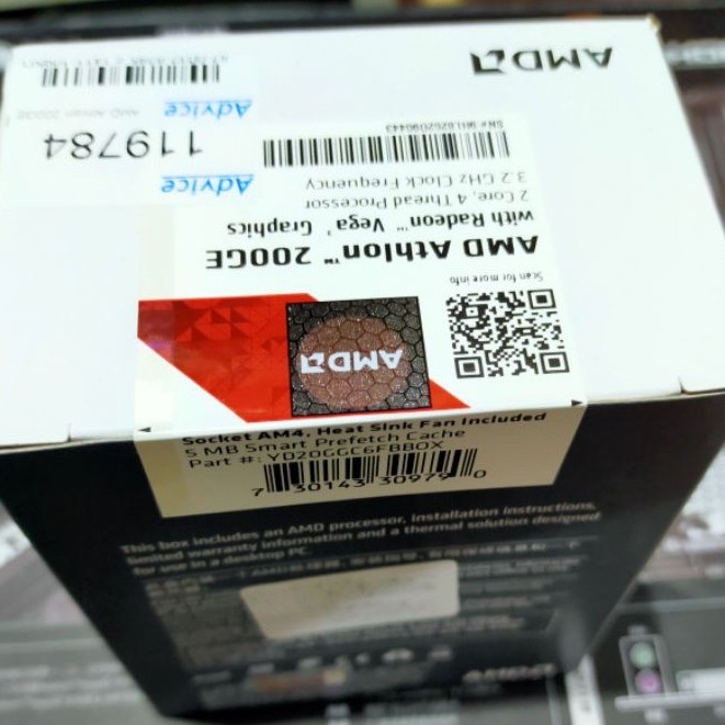 AMD Athlon 200GE 2C/4T 3.2GHz With Radeon™ Vega 3 Graphics (ของใหม่ มือ ...