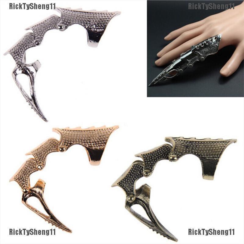 [COD]RTS Punk Rings Rock Scroll Joint Armor Knuckle Metal Full Finger ...
