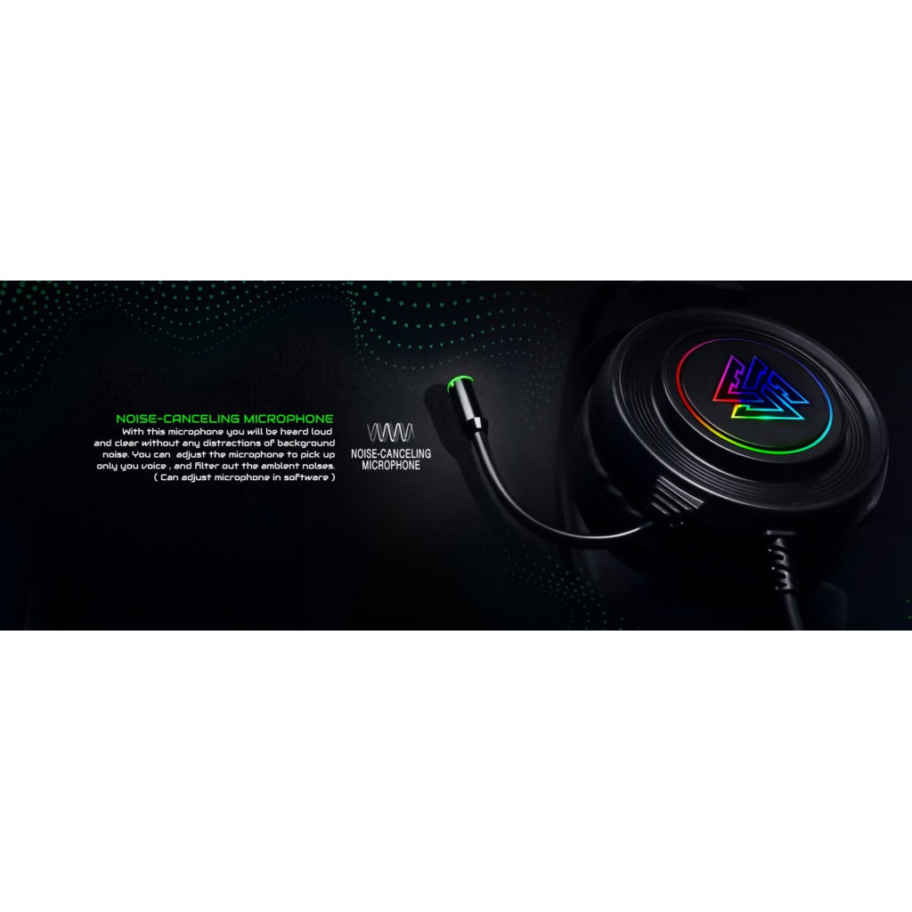 EGA HEADSET TYPE H3 (BLACKGREEN) หูฟังเกมส์มิ่ง มีไฟRGBเหมาะสำหรับ ...