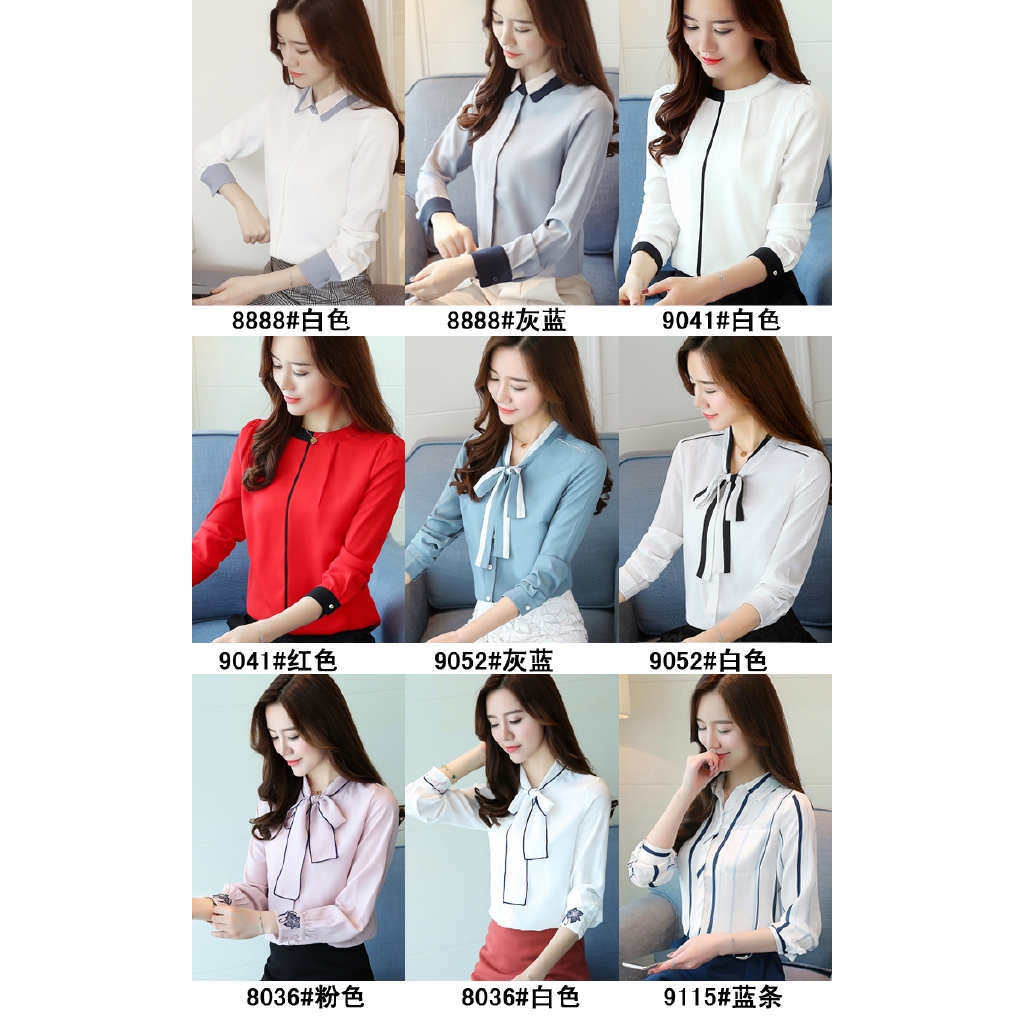 เสื้อเชิ้ตแขนยาวผ้าชีฟองทรงหลวมสําหรับผู้หญิง - hu5969111.th - ThaiPick