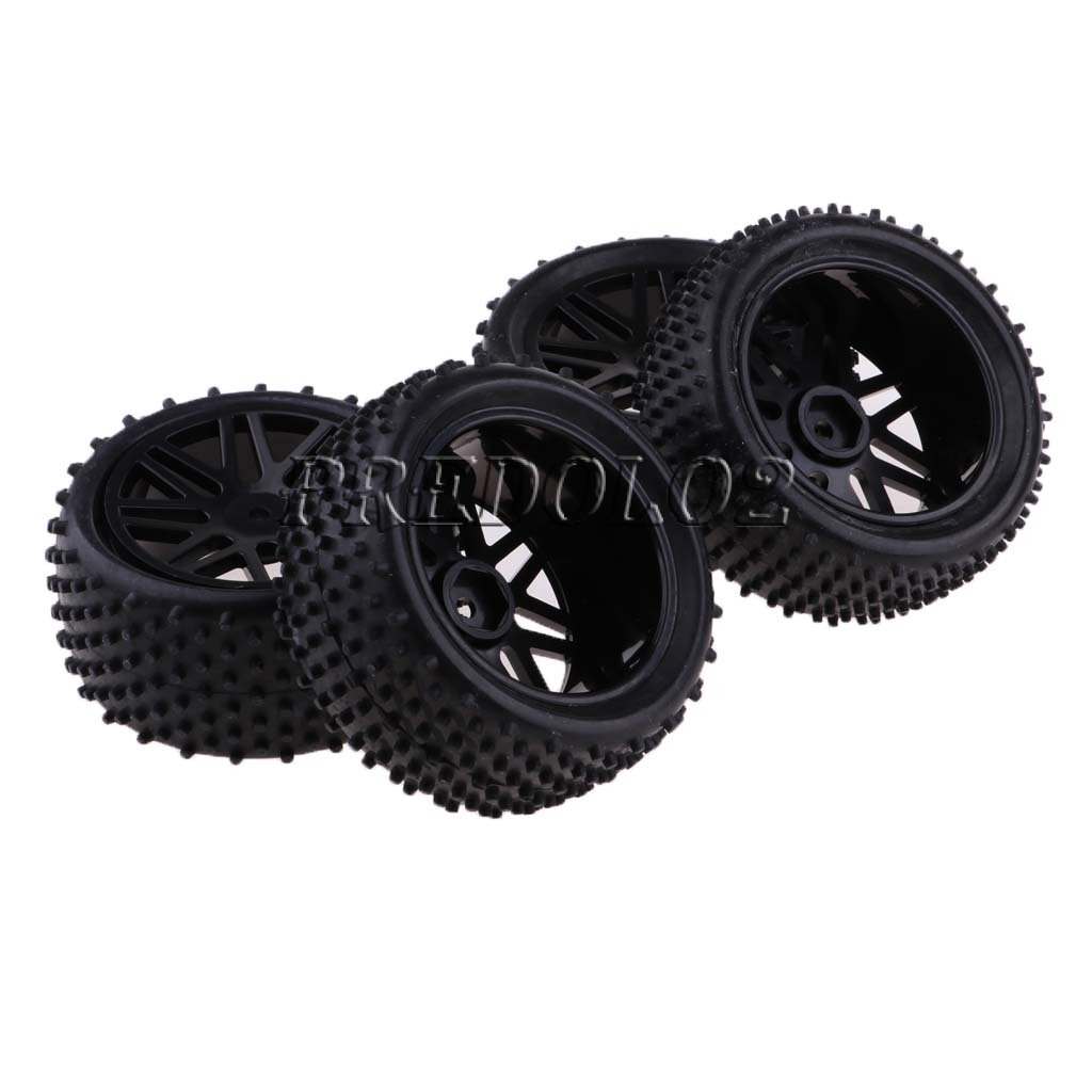 [PREDOLO2] 4Pcs RC Tires & Wheel Rim for RC Car HSP Redcat HPI Axial ...