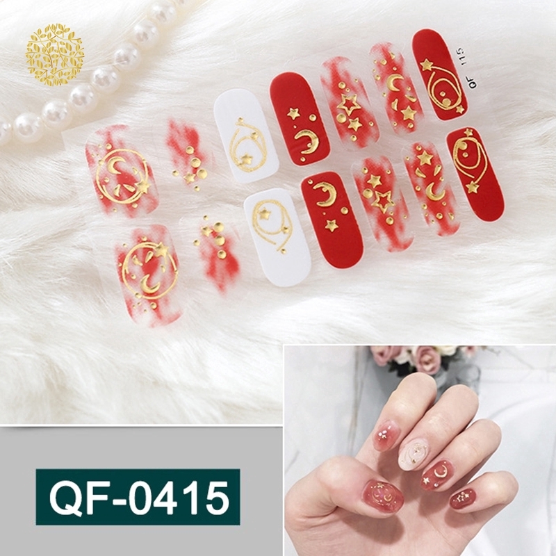 14 Tips/Sheet Beauty Nails Stickers Heart Glitter Nail Wraps Multicolor ...