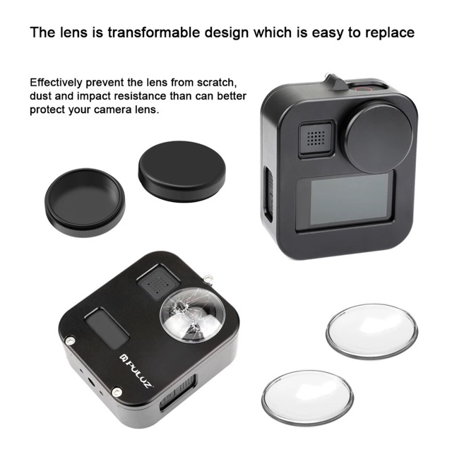 PULUZ GoPro Max Housing Case Cover CNC Aluminum Alloy Protective Cage ...