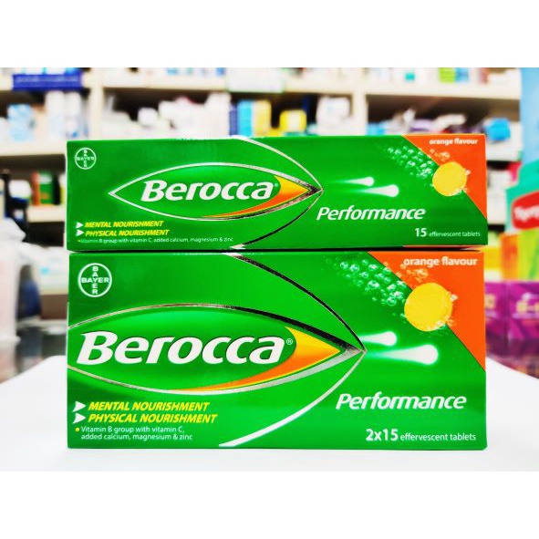 Berocca บีรอคคา วิตามินรวมชนิดเม็ดฟู่ รสส้ม (แพ็คเดี่ยว - คู่ 15 เม็ด ...