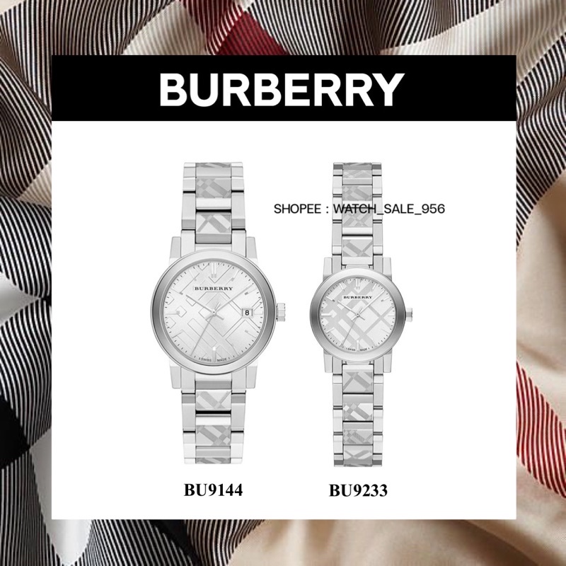 นาฬิกาผู้หญิง BURBERRY Silver Check Stamped Dial - Silver รุ่น BU9144 ...