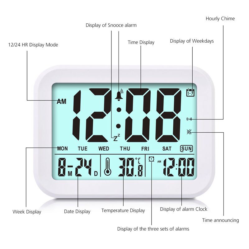 ☀Normal delivery☀Digital Alarm Clock Talking Clock 3 Alarms Intelligent ...