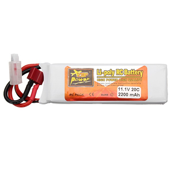 [พร้อมส่ง] ZOP กำลัง 11.1V ความจุ 2200mAh 3S 20C Lipo Battery T Plug RC ...