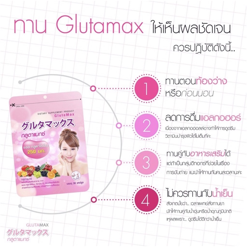 Gluta Max กลูต้าแมกซ์ 250 มก. 30 แคปซูล แท้ - bannky16 - ThaiPick