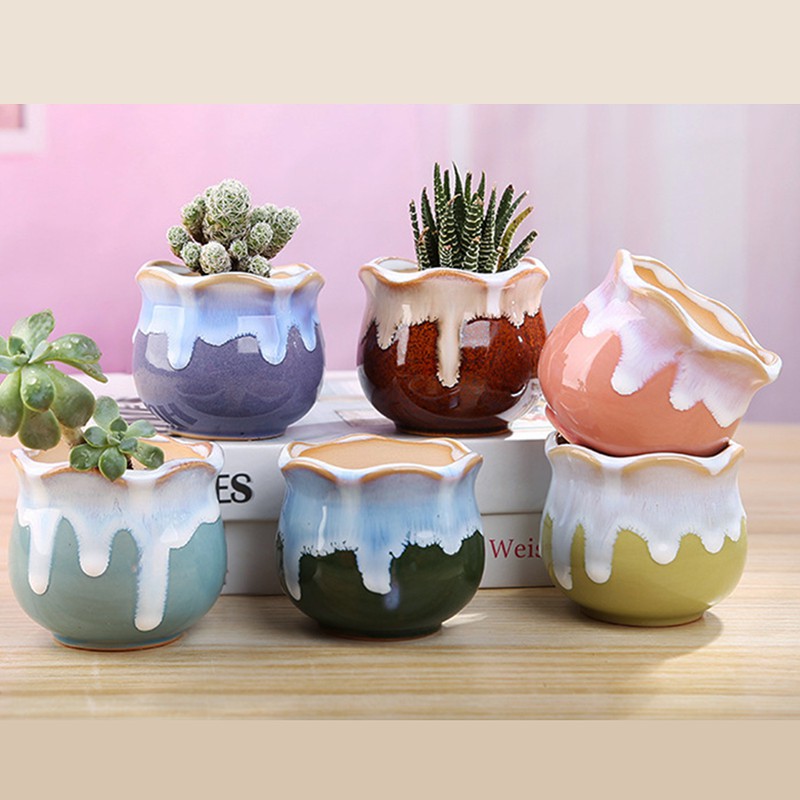 []Home Small Ceramic Flower Pots, Small Succulents Flower Pots, Simple ...
