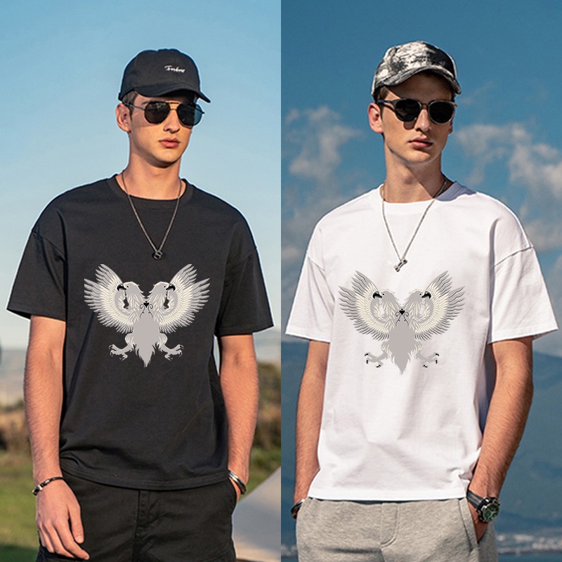 เสื้อยืด พิมพ์ลายกราฟฟิค Mashoo Soaring Eagle สีดํา สีขาว สไตล์วินเทจ ...