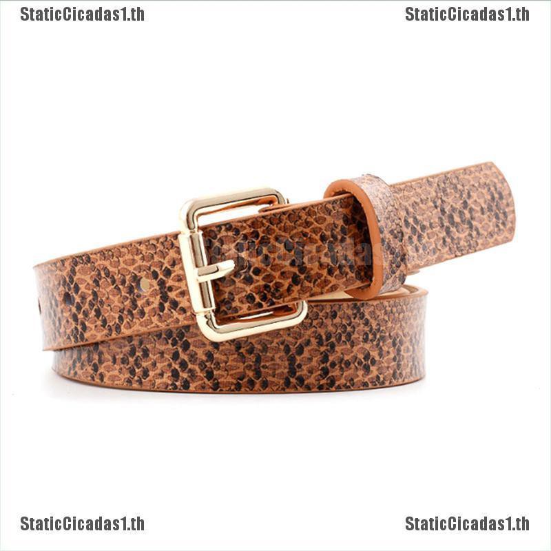Static Ladies Women Dress Thin Waist Belt Snake Skin Leather Belt TH ...