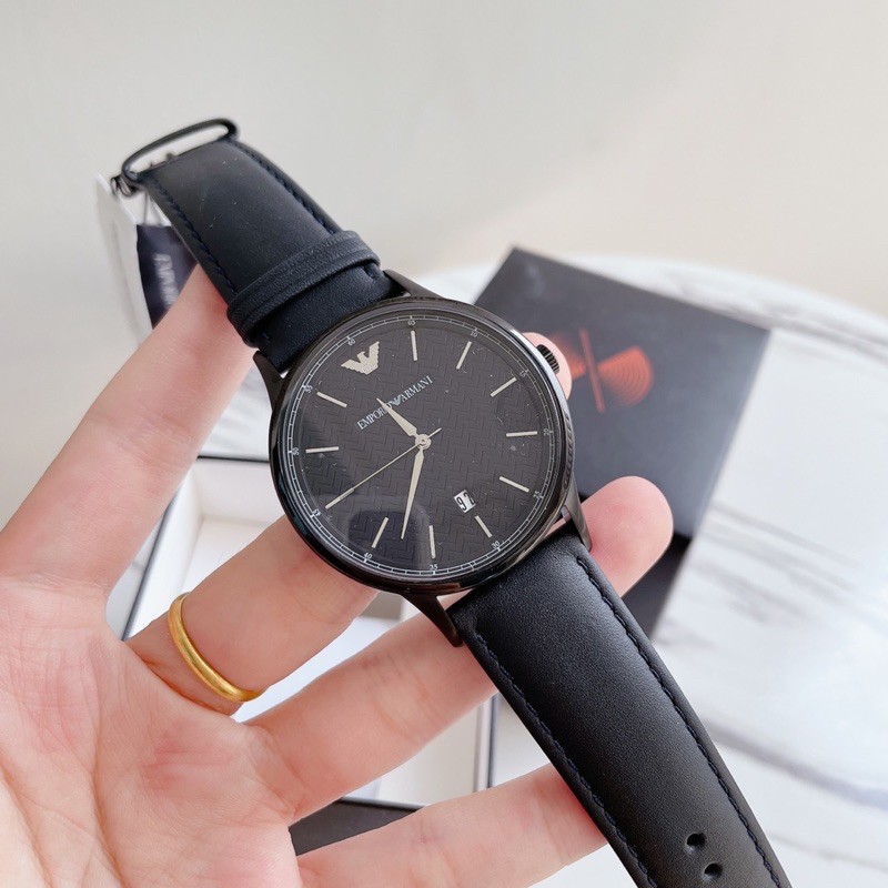 ผ่อน0%~แท้100%???? นาฬิกาข้อมือ สายหนัง สีดำ Emporio Armani AR11190 ...