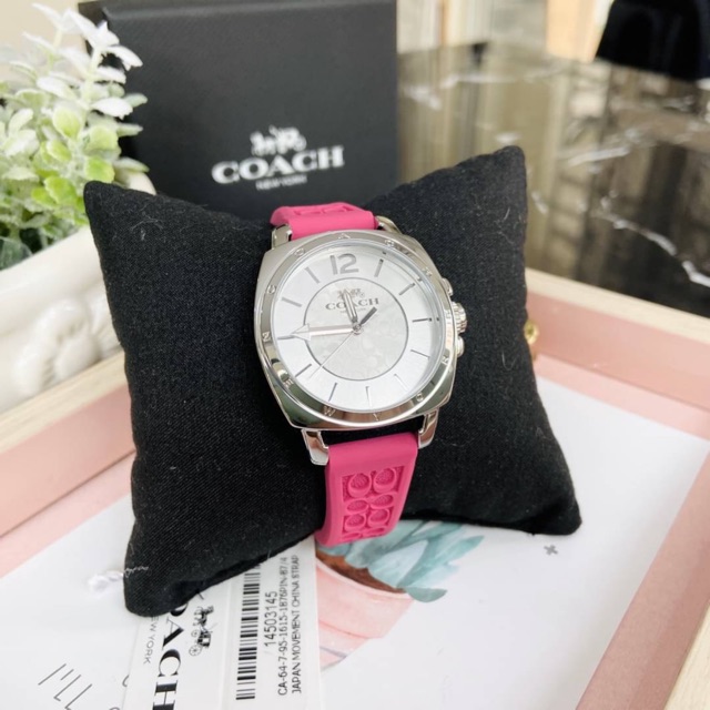 (ผ่อน0%) นาฬิกา COACH BOYFRIEND WOMEN'S QUARTZ WATCH 14503145 สายยาง สี ...