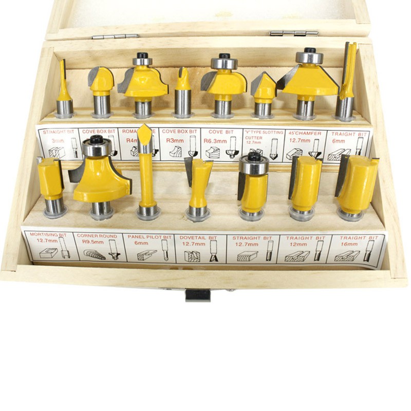 15Pcs 8mm Router Bit Set Trimming Straight Milling Cutter for Wood Bits ...