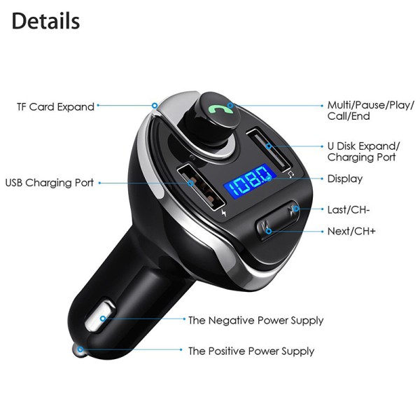 Bluetooth Car Kit FM Transmitter Wireless Radio Hands-free Adapter USB ...