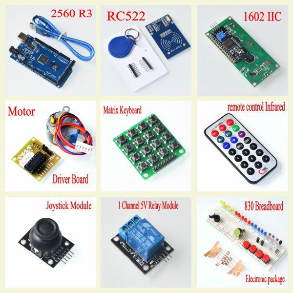mega 2560 r3 starter kit motor servo RFID Ultrasonic Ranging relay LCD ...