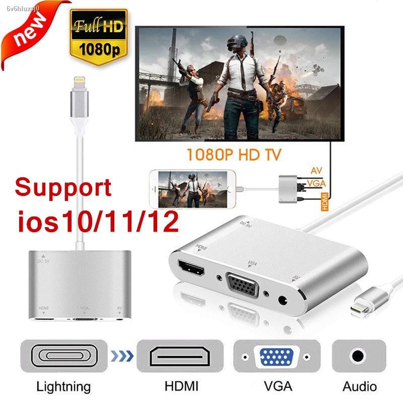Lightning to HDMI VGA Jack Audio TV Adapter Cable For iPhone X/8/7 Plus ...