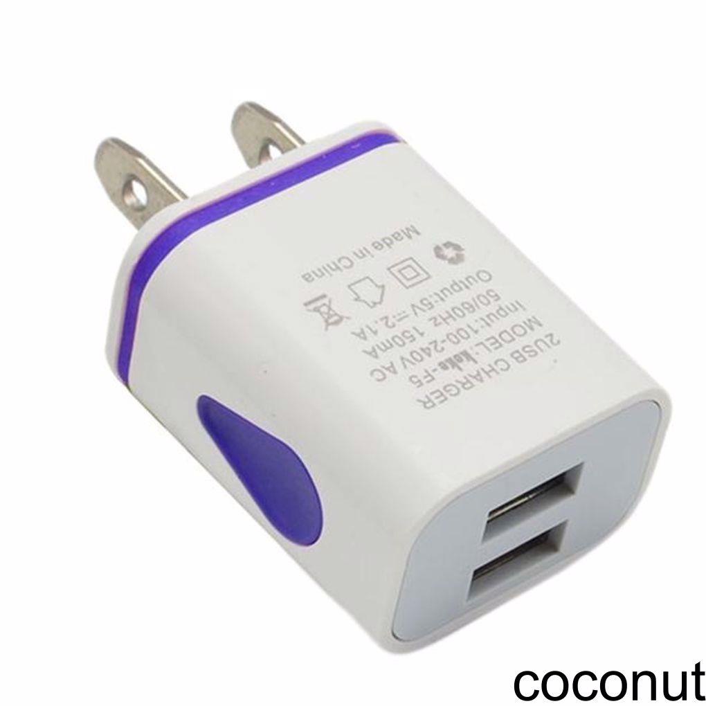 [Coco] 2 1A 5V Dual USB Ports LED Light USB Charger Wall Adapter Mobile ...