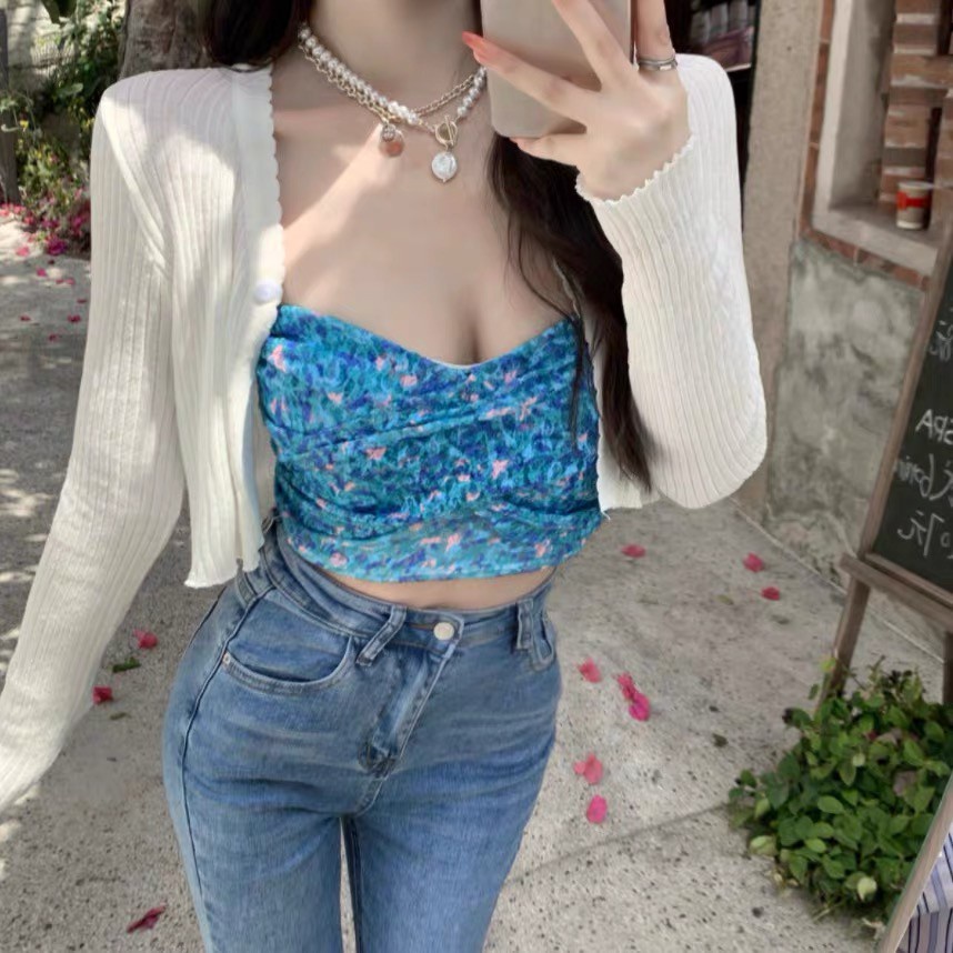 (Y518)เสื้อเกาะอกลูกไม้ ผ้านิ่มไม่คัน ลายดอก มีฟองน้ำในตัว ดีเทลไว้หน้าอก ยางยืดด้านหลัง งานแซ่บ ...