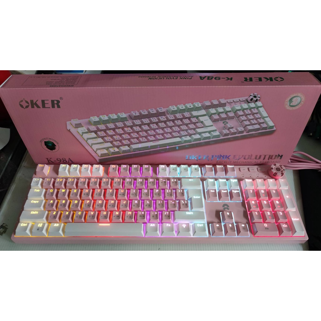 Keyboard Gaming Mechanical OKER K84K428 BACKLIT BLUESWITCH รับประกัน2ปี - u60zb5i5ai - ThaiPick
