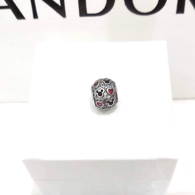 Pandora abstract pave silver charm mickey with black crystal clear and ...