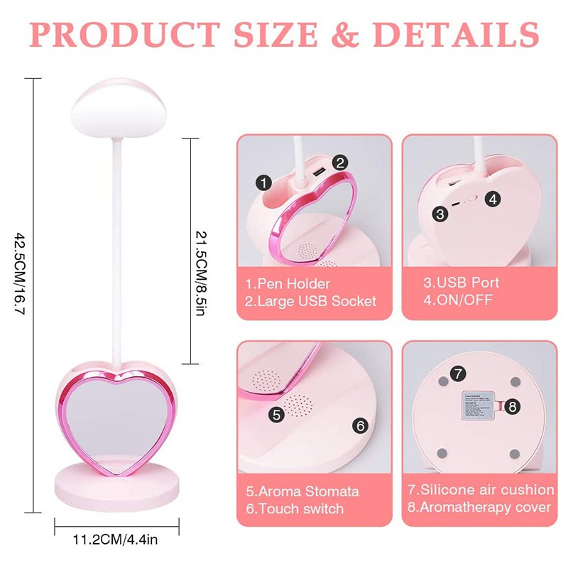 Cod โคมไฟตั้งโต๊ะ Led ชาร์จ Usb สีชมพู Ytth - diarola.th - ThaiPick